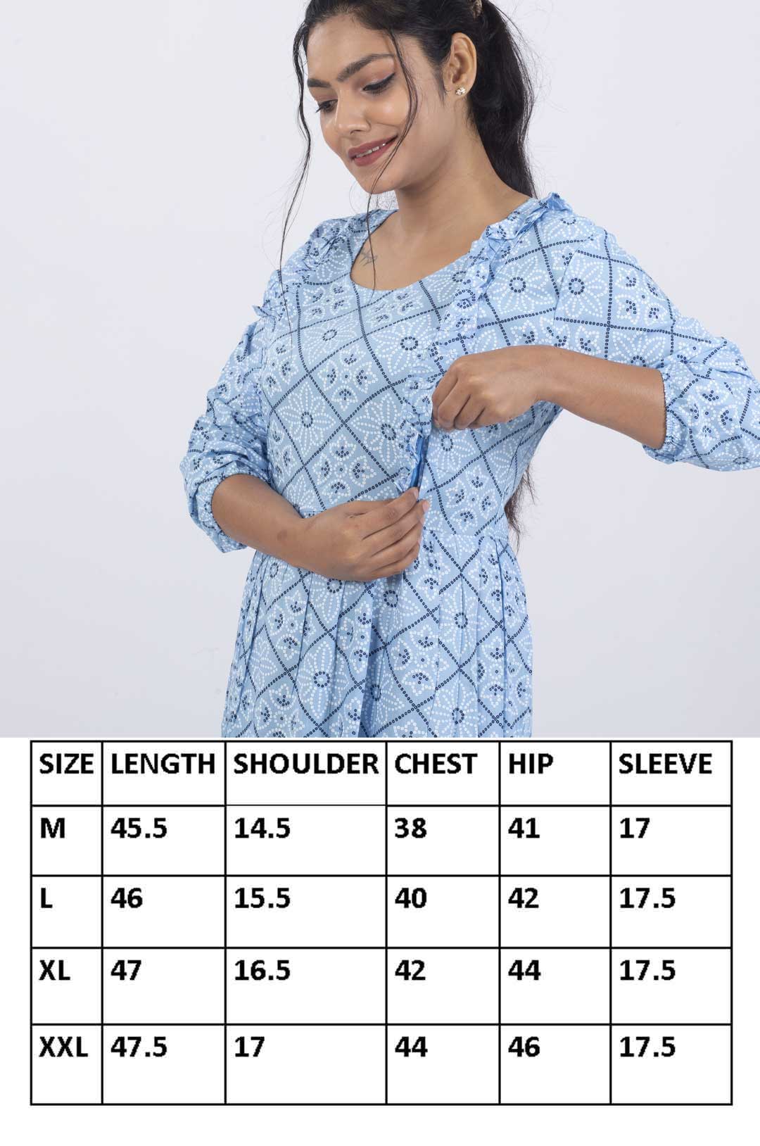 LIGHT BLUE FRILLED FEEDING FROCK